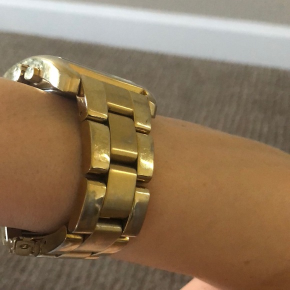 Michael Kors | Jewelry | Michael Kors Square Face Gold Watch Mk5436 W ...